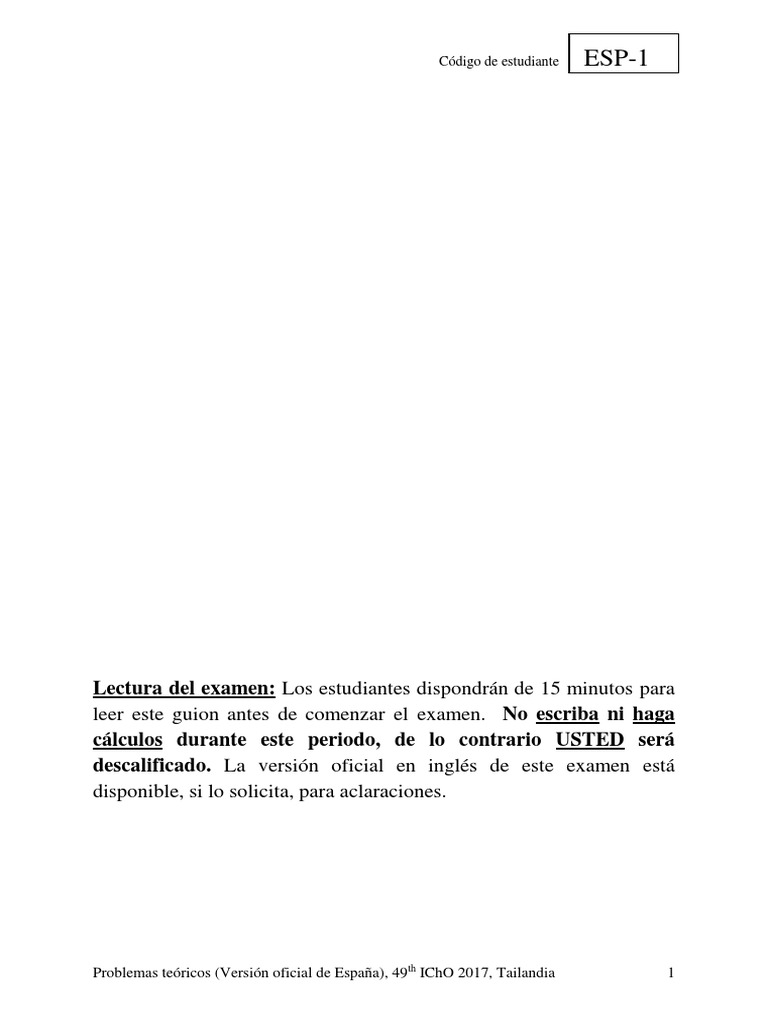 Problemas Teóricos IChO 2017 | PDF | Compuestos químicos | Hidrógeno