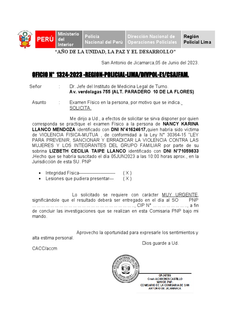 Oficios RML 2 | PDF | Cumplimiento de la ley | Crimen y violencia