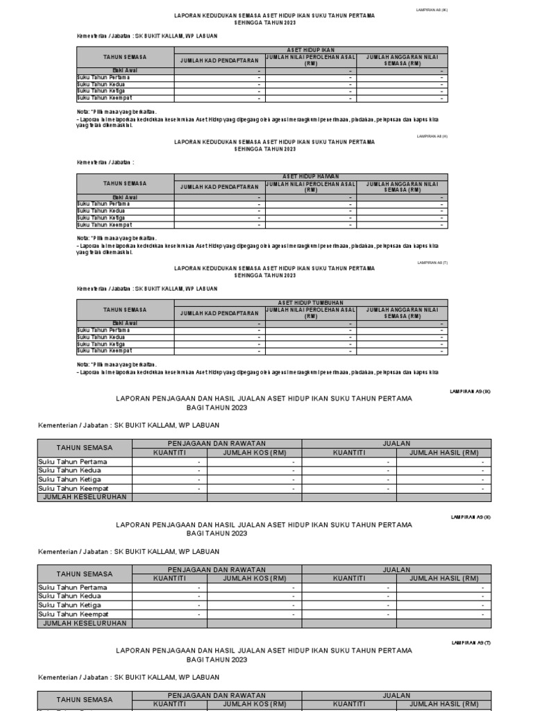 2.Pelaporan Jkpak (Hidup) Sukuan Pertama 2023 | PDF