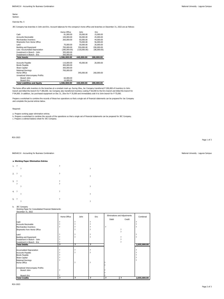 Ahob-Sp Ex No. 5 | PDF | Debits And Credits | Balance Sheet