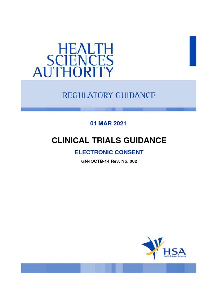 HSA Guidance On E-Consent | PDF | Informed Consent | Clinical Trial