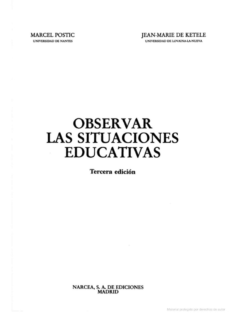 Postic+y+de+Ketele+ +Observar+Las+Situaciones+Educativas.+Cap1 | PDF