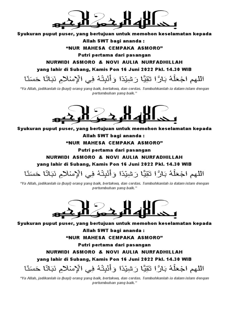 Syukuran Puput Puser | PDF