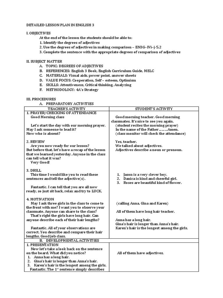 Lesson Plan in English 2 Copies Each | Download Free PDF | Linguistic Morphology | Cognitive Science