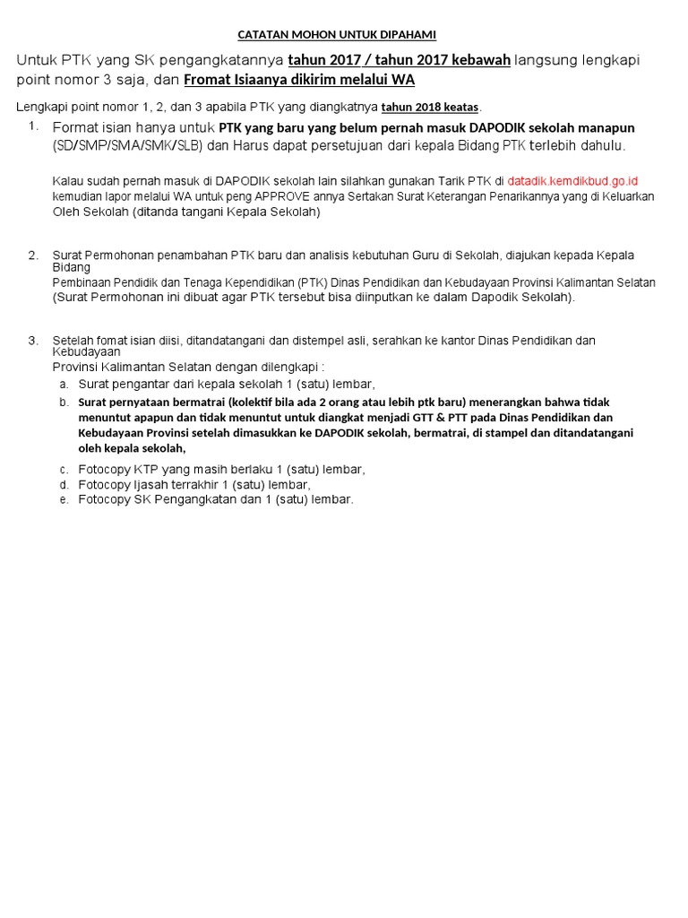 Panduan Pengisian Format PTK Baru | PDF