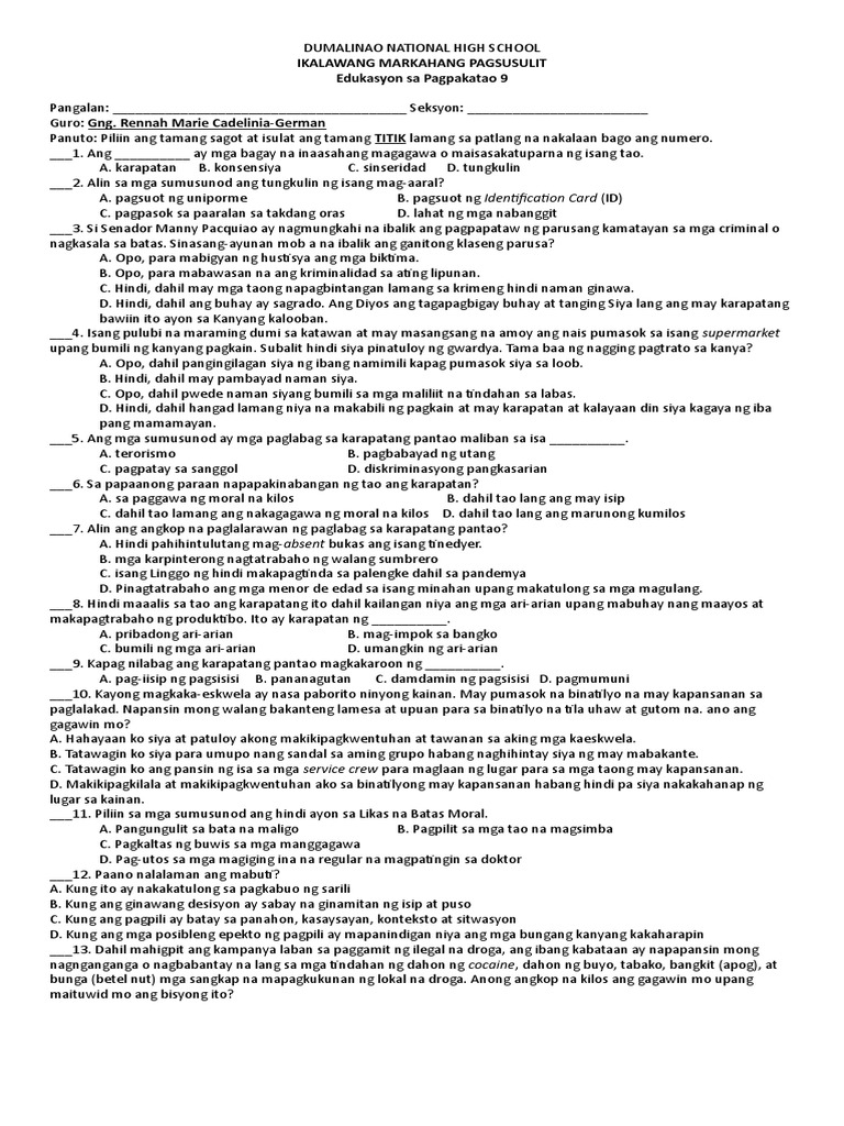 2ND Quarter Summative in Esp | PDF