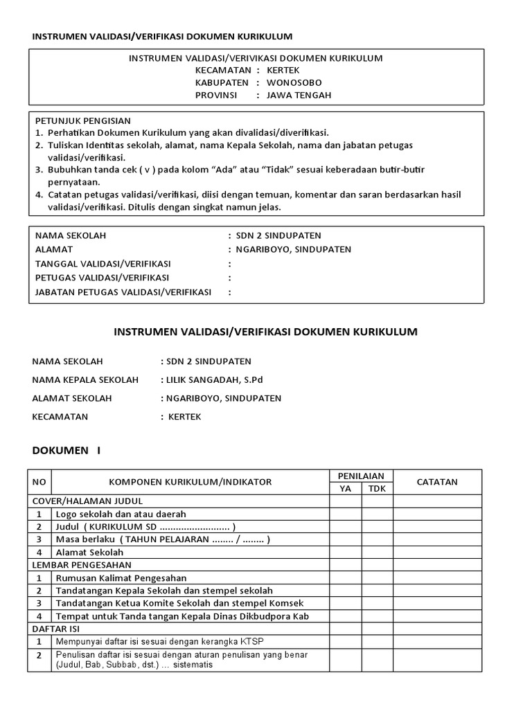 Validasi Kurikulum SDN 2 Sindupaten | PDF | Karier & Perkembangan