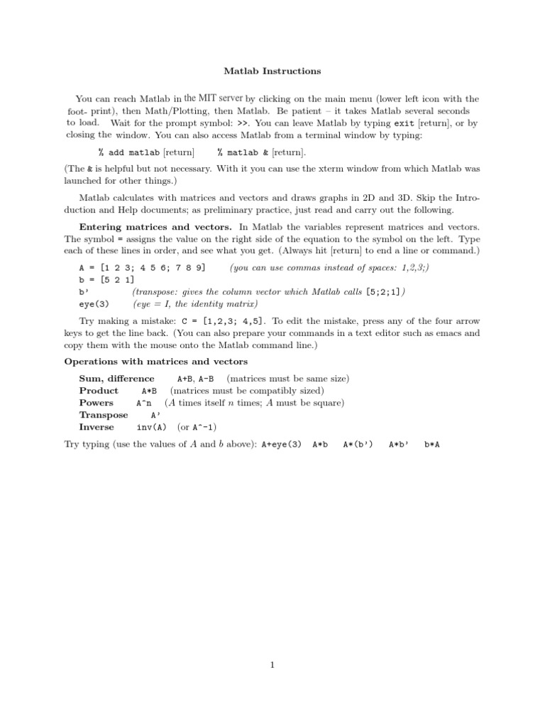 Matlab | PDF | Matlab | Matrix (Mathematics)