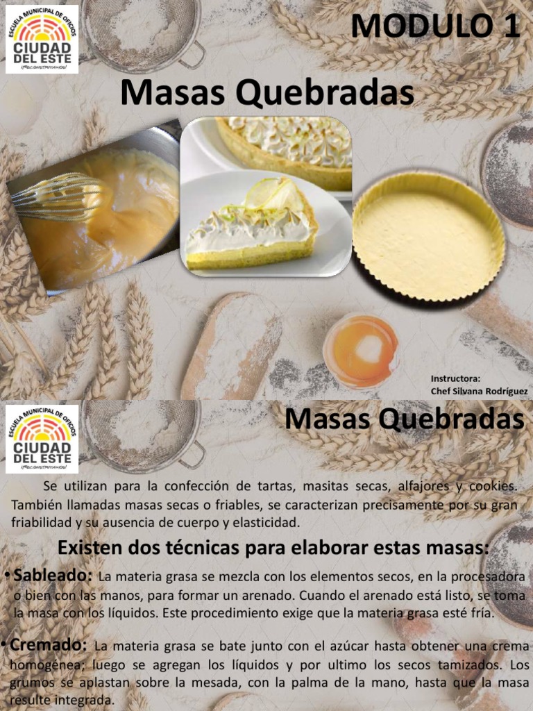Reposteria Modulo 1 - Clase5 - Masas Quebradas 2022 | PDF | Huevo como alimento | Cocina occidental