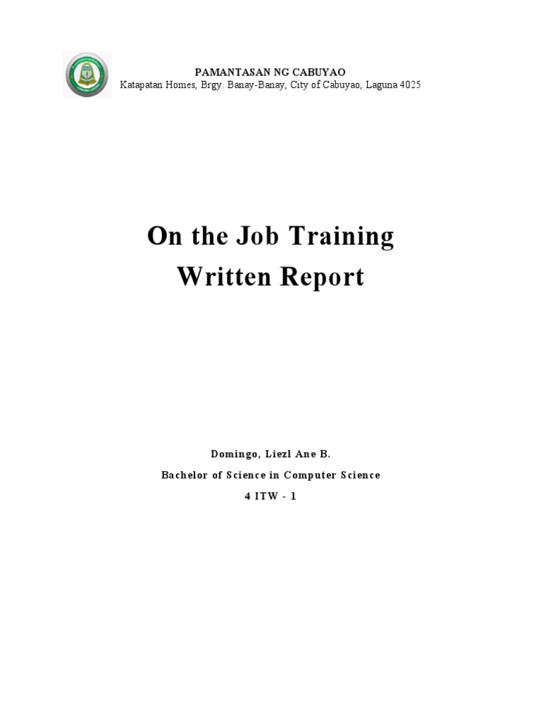 OJT Written Report | PDF | Philippines
