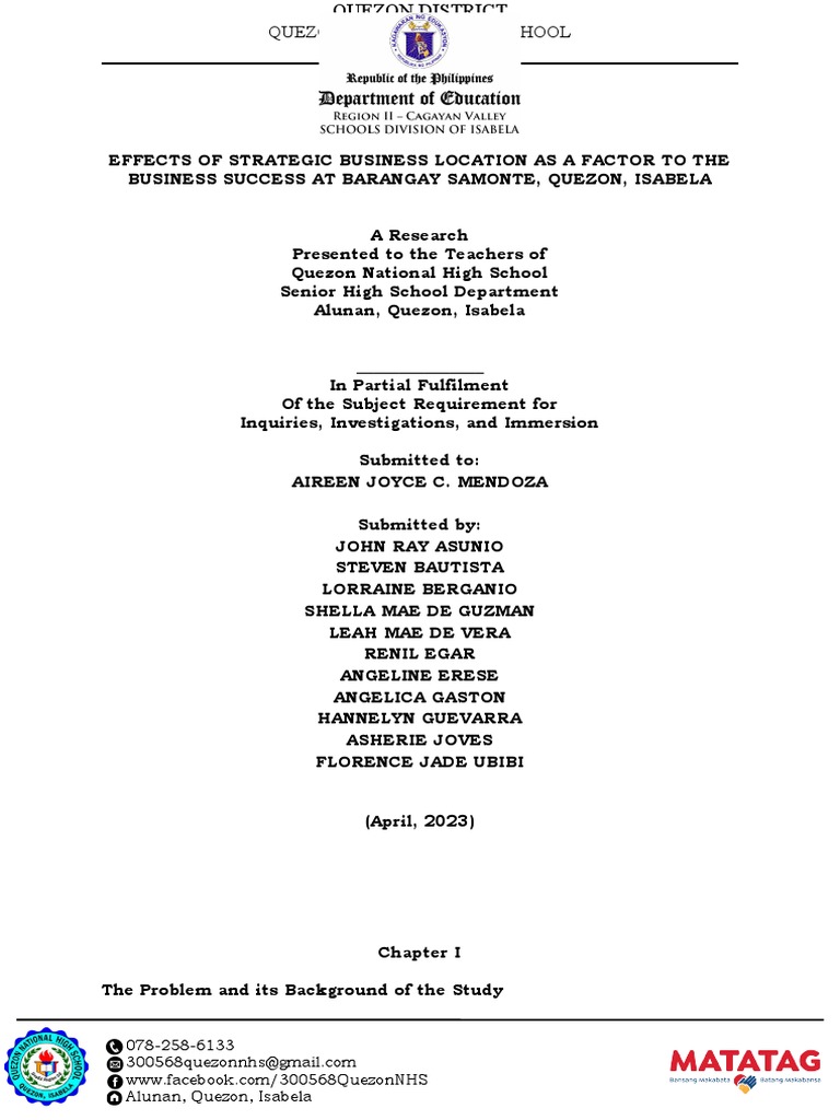 Effects of Strategic Business Location As A Factor To The Business ...