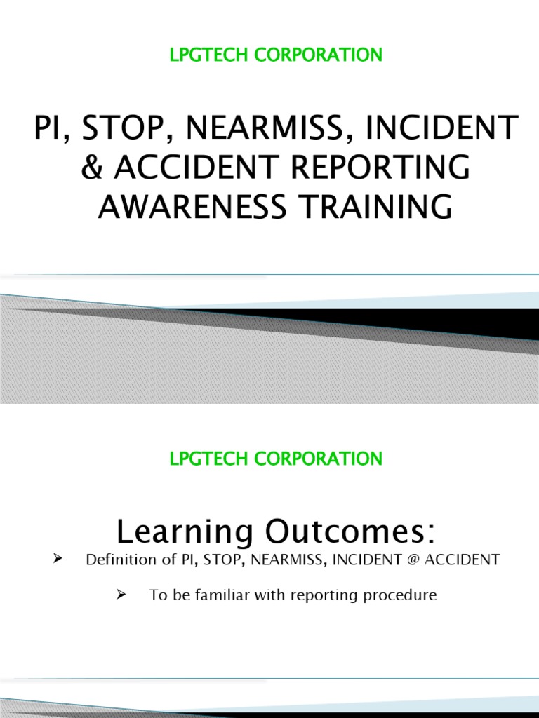 PI, STOP, Nearmiss, Incident at Accident Reporting | PDF | Occupational ...