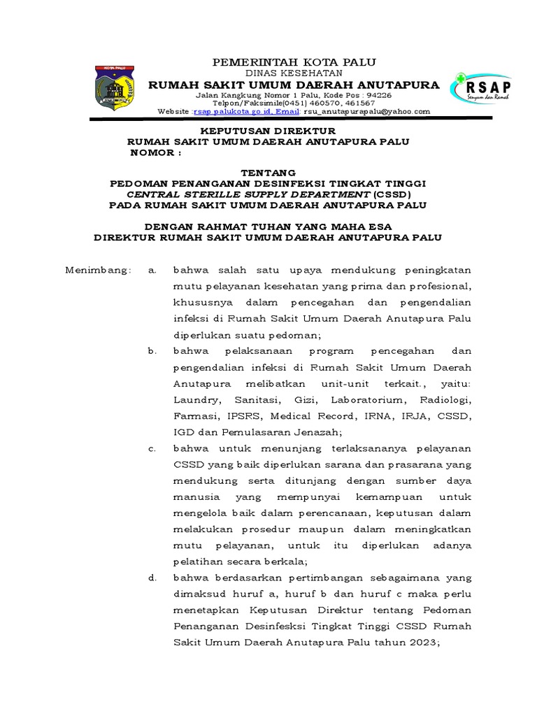 Pedoman DTT CSSD | PDF