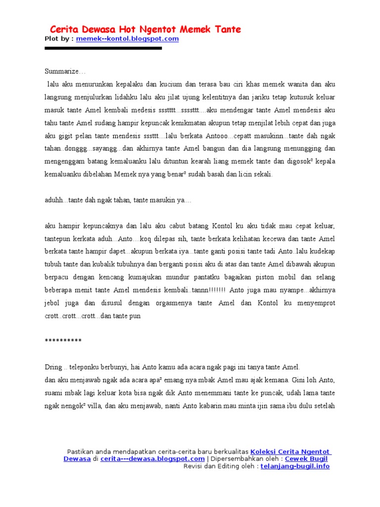 Cerita Dewasa Hot Ngentot Memek Tante | PDF | Puisi