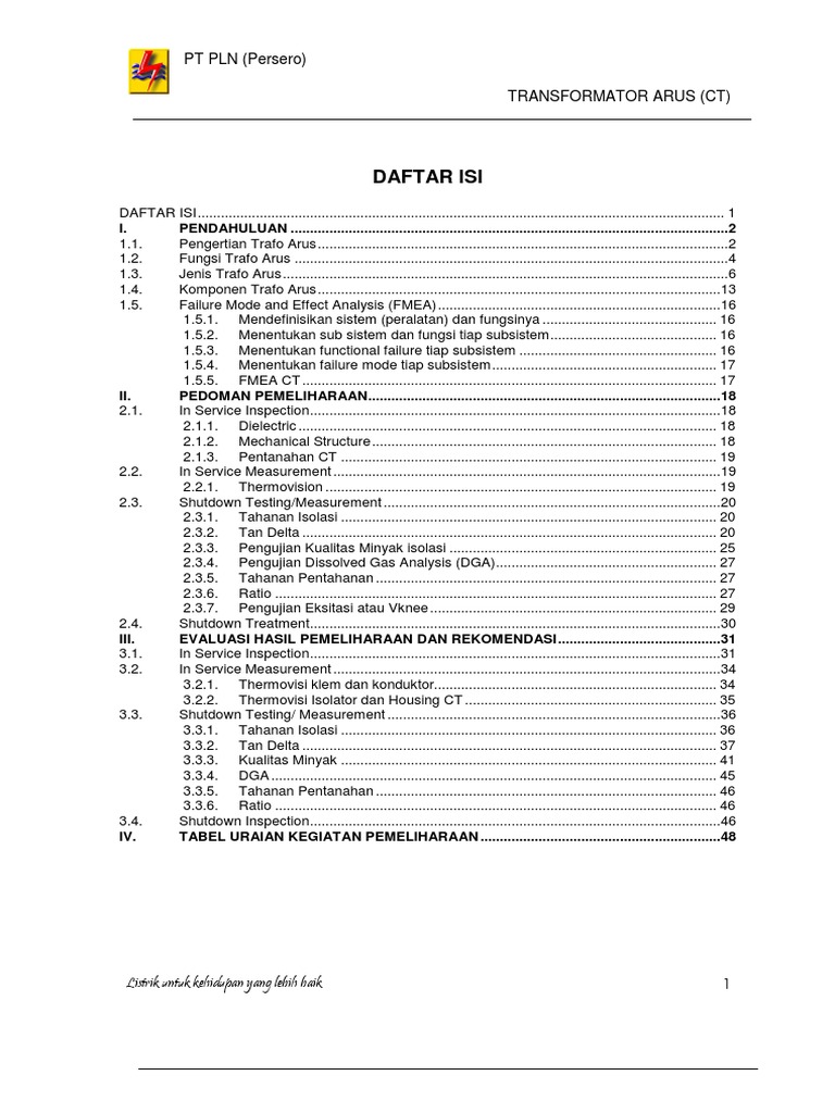 Pedoman O&m Trafo Arus PDF | PDF