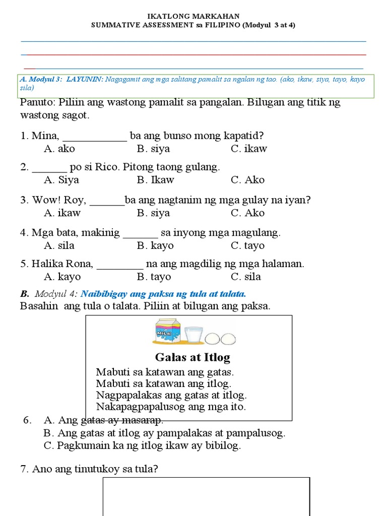 FILIPINO Module 3,4,5,6,7,8 | PDF