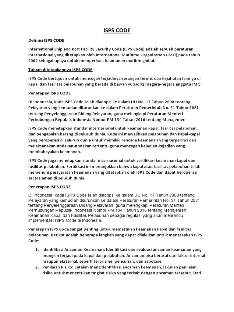 Isps Code | PDF | Bisnis