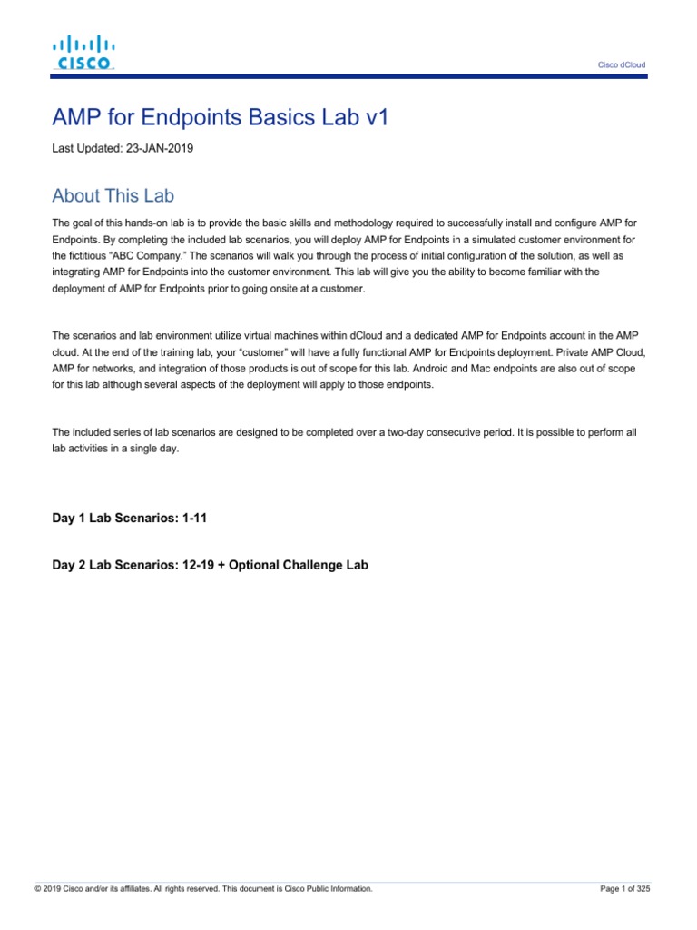 AMP Endpoints Basics Lab v1.6-US | PDF | I Cloud | Command Line Interface