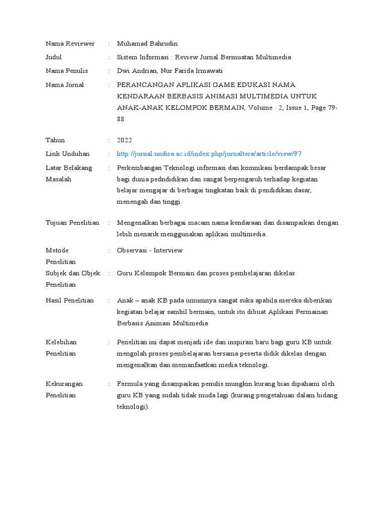 CONTOH Review Jurnal Bermuatan Multimedia | PDF | Ilmu Sosial