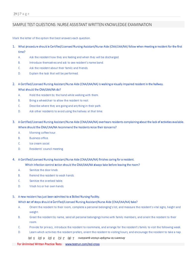 Page 29 WRITTEN TEST - SAMPLE TEST QUESTIONS Page 29 | PDF | Nursing ...