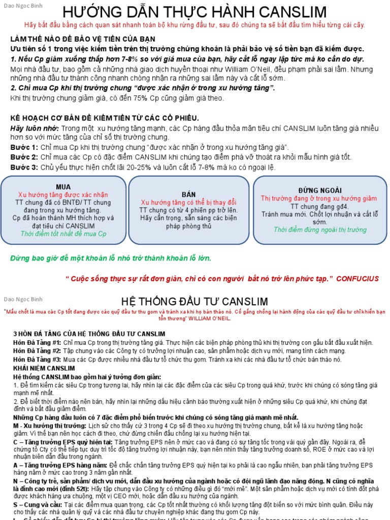 Huong Dan Thuc Hanh CANSLIM | PDF
