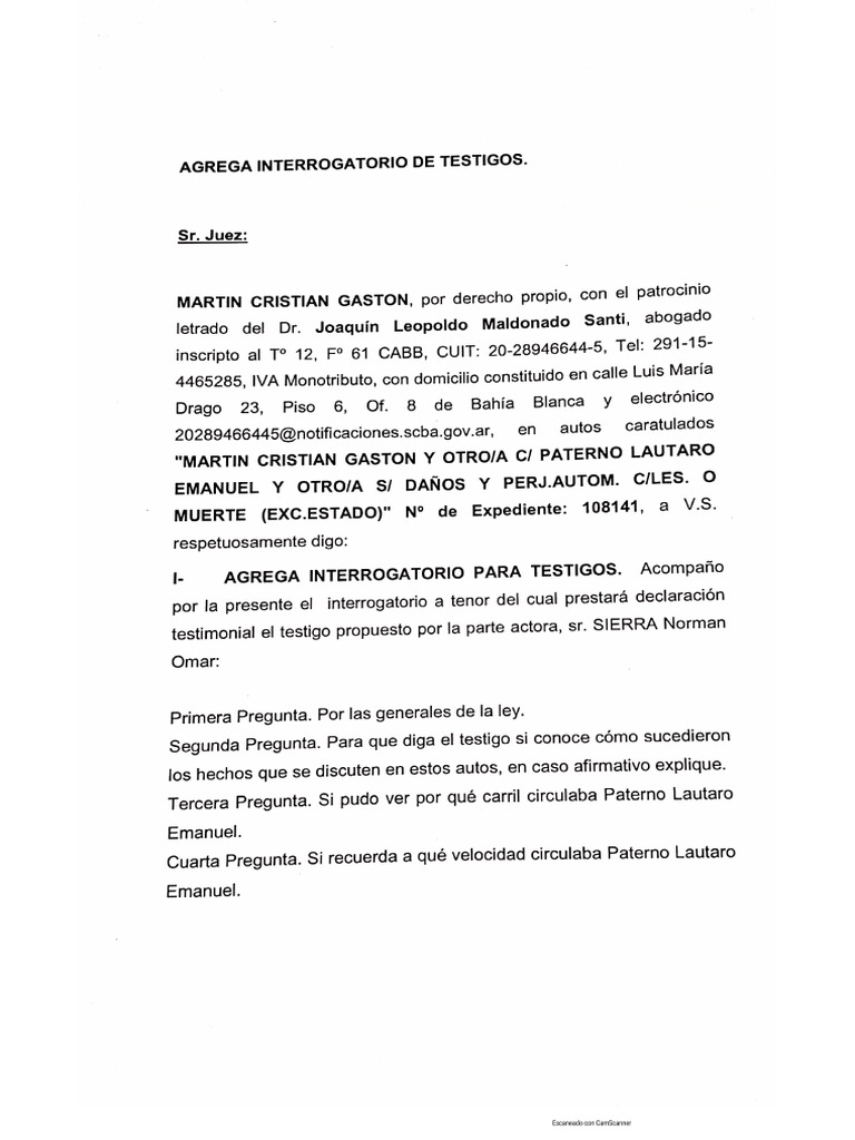 INTERROGATORIO A TESTIGOS | PDF