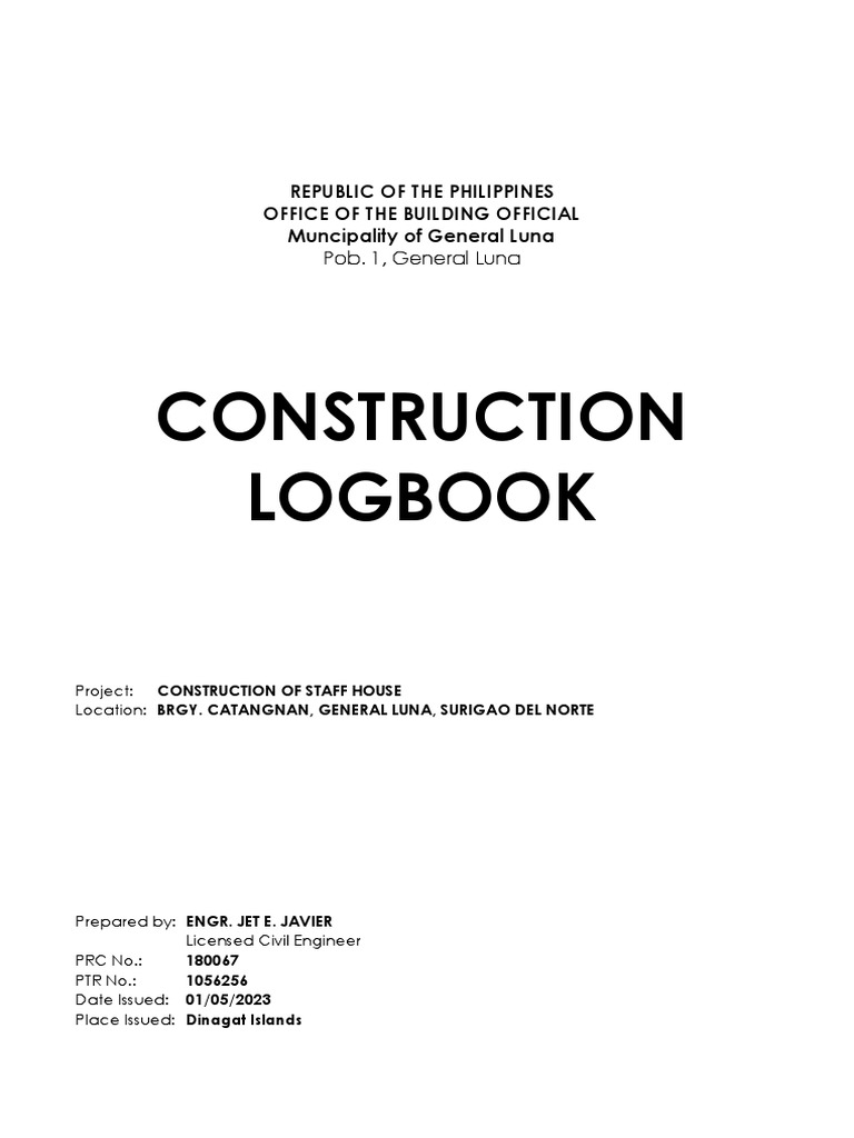 Construction Logbook Sheet - Staff House | PDF | Carpentry | Electrician