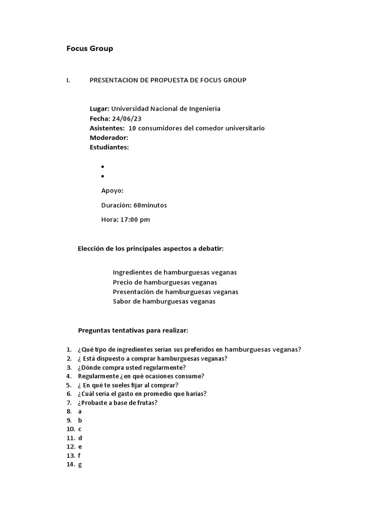 Diseño de Focus Group | PDF