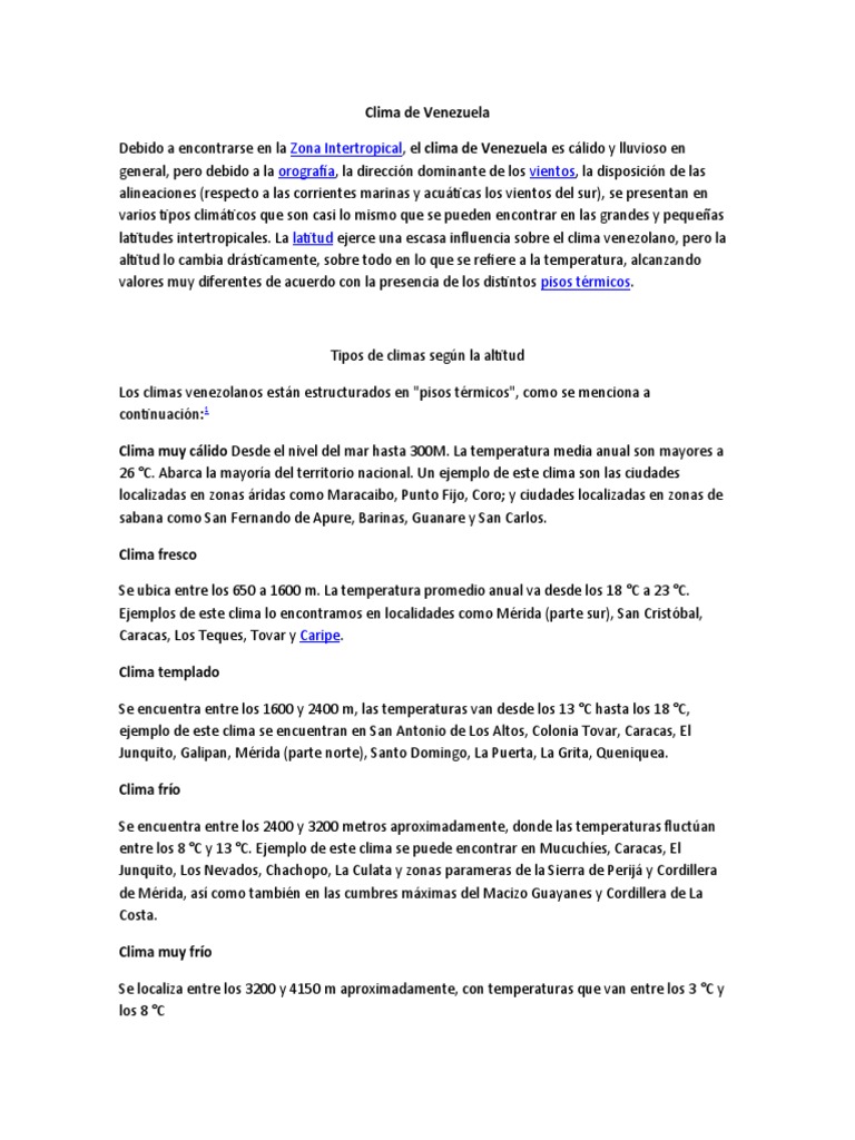 Clima de Venezuela | PDF | Ciencias de la Tierra | Geografía Física