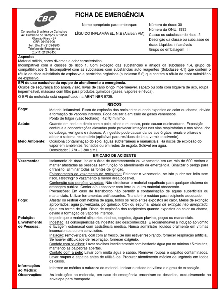 202 Classe 3 ONU 1993 Arclean VM Rev | Download grátis PDF | Águas ...