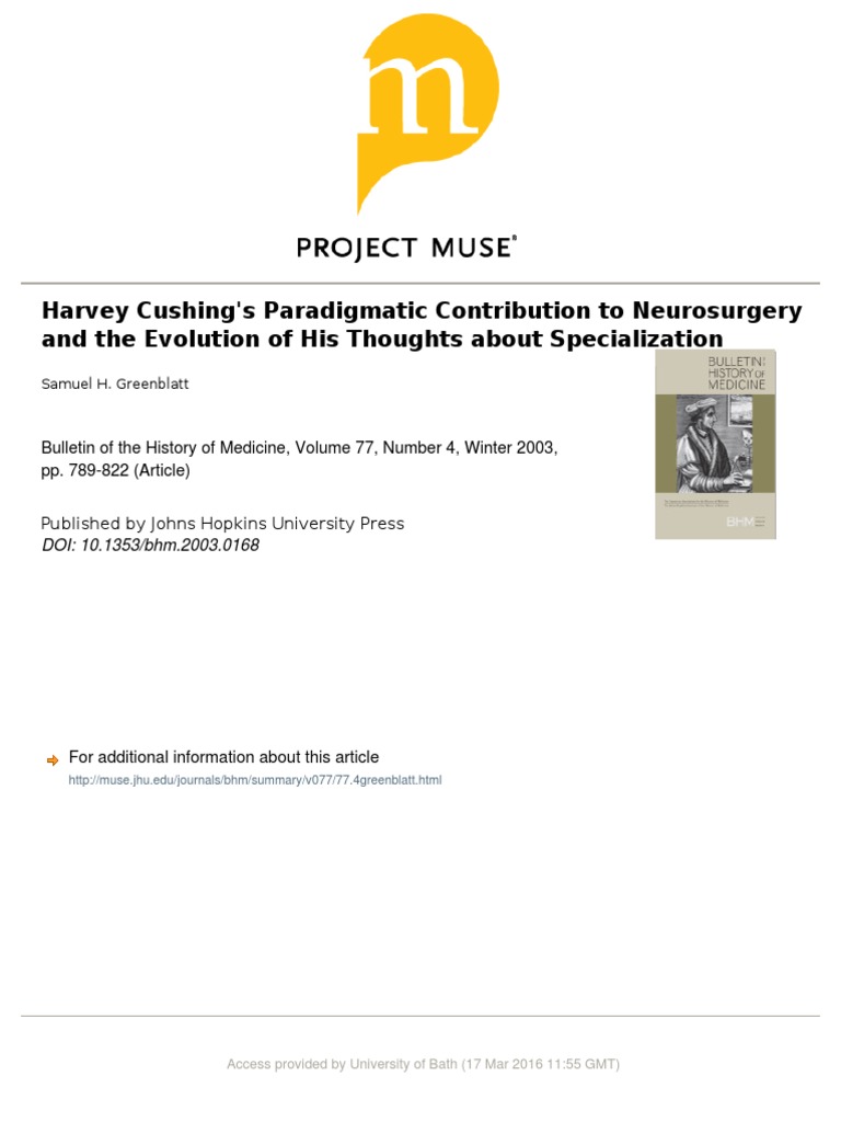 Cushing's Impact on Neurosurgery Evolution | PDF | Neurosurgery ...