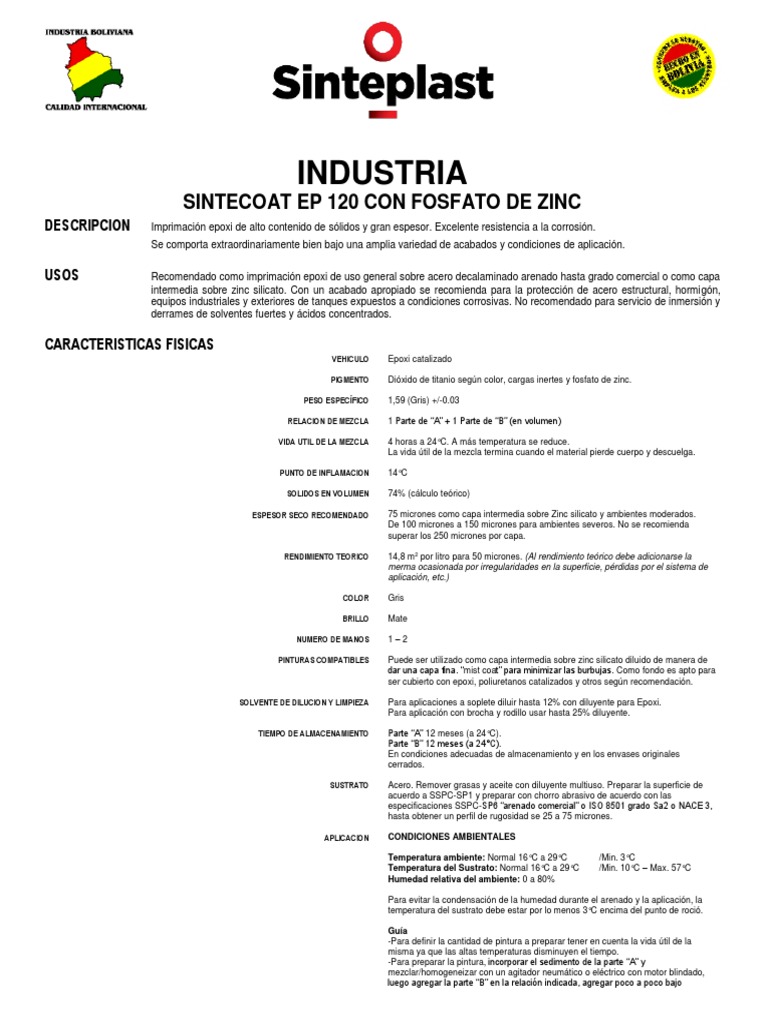Sintecoat Ep 120 Con Fosfato de Zinc | PDF | Zinc | Pintar