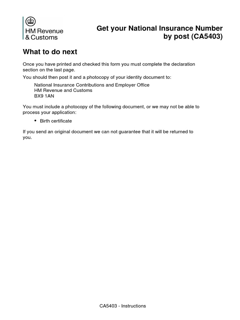 Get Your National Insurance Number by Post | PDF | Government