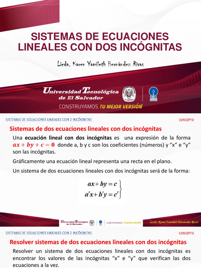 Ecuaciones Lineales 2 Incognitas 2022 | PDF | Sistema de ecuaciones ...