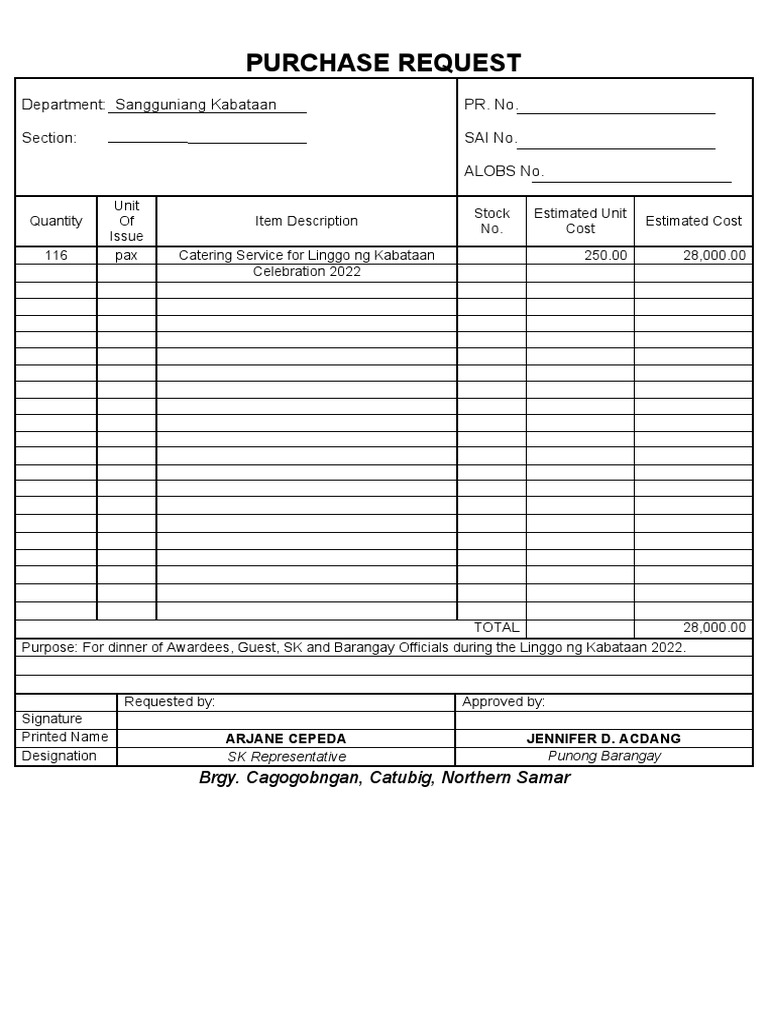 Purchase Request | PDF