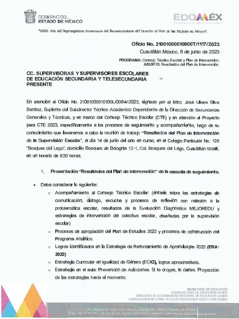 Resultados del Plan de Intervención 1117 | PDF