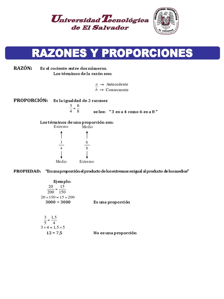 Ejercicios de Razones y Proporciones | PDF