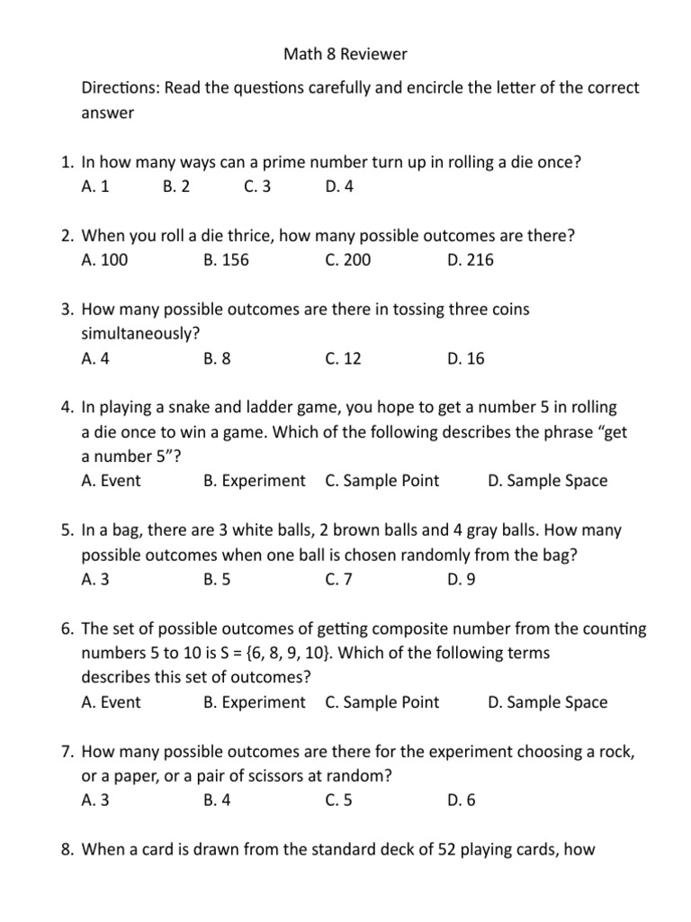 Math 8 Reviewer | PDF