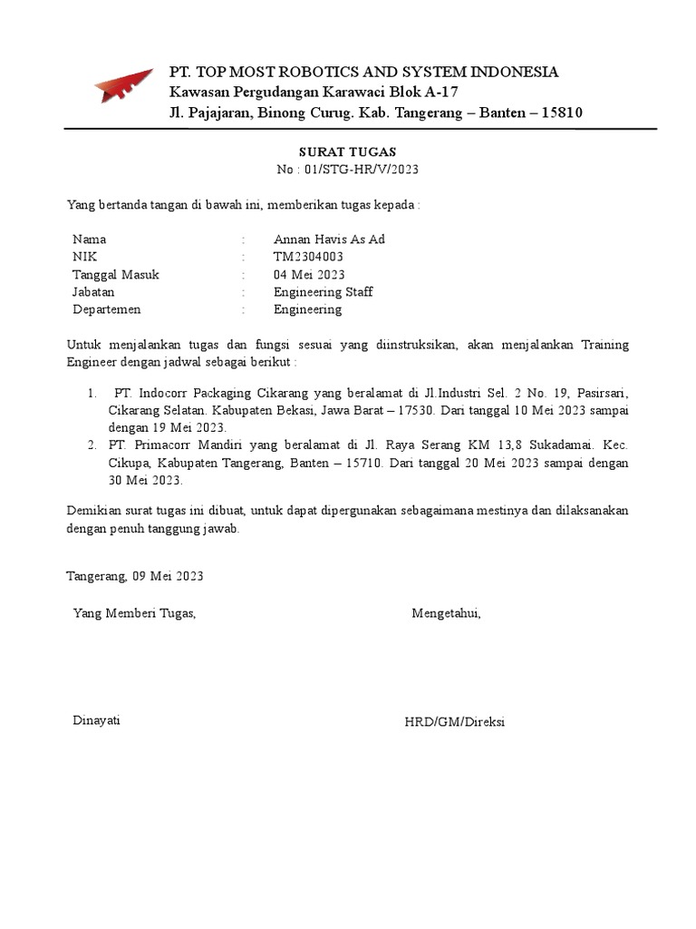 Surat Tugas | PDF