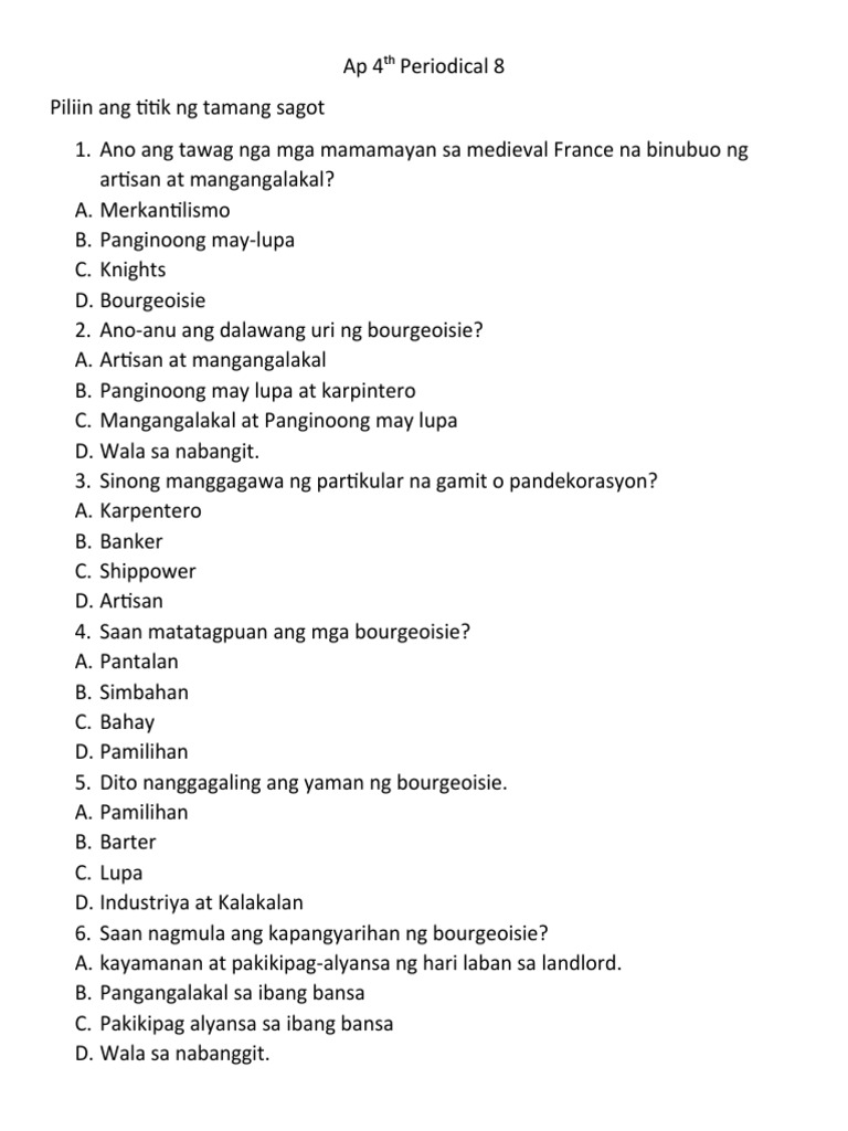 4th Periodical Ap 8 | PDF