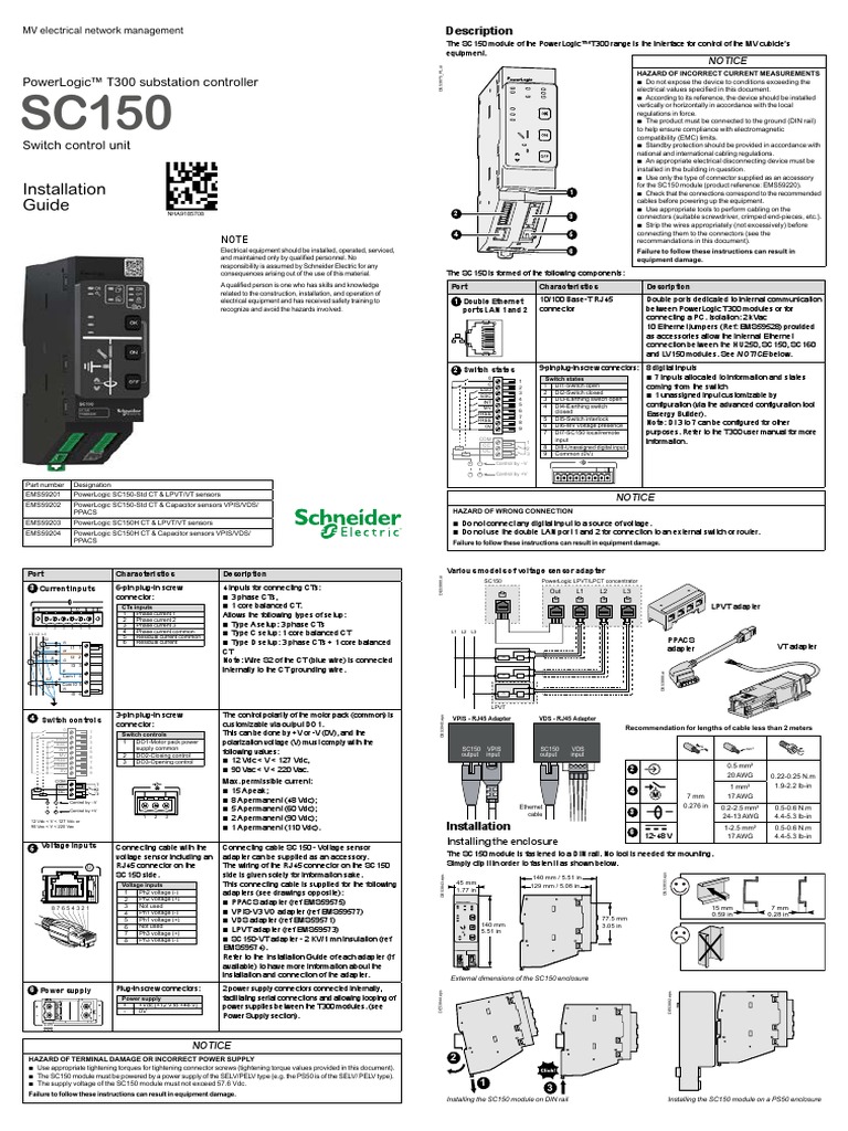 NHA91857-08 PowerLogic SC150 Installation Guide | PDF | Power Supply ...