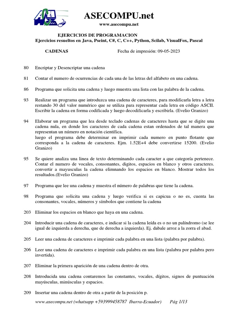 Cadenas Pdf Lenguaje De Programación C Sharp Lenguaje De 2662