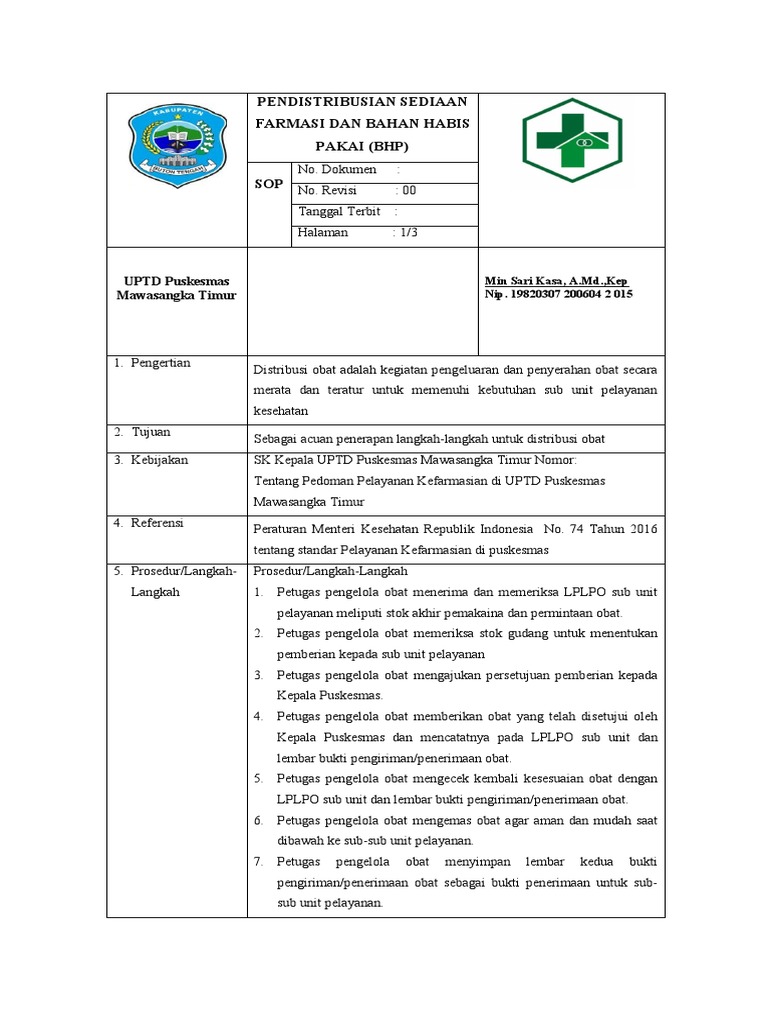 Sop Distribusi Obat | PDF
