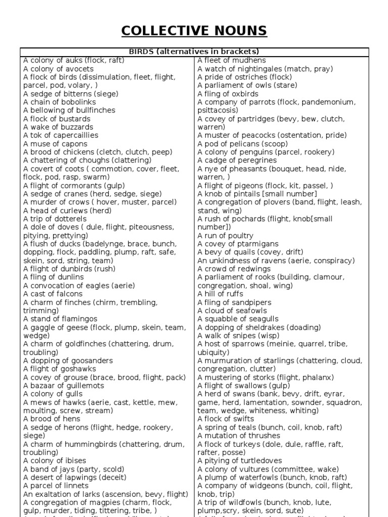 Collective Nouns | PDF | Nature
