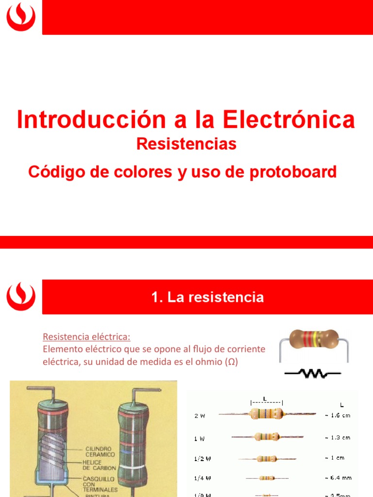 EL249 Unidad 1 D - Resistencias Eléctricas - Codigo de Colores y Uso de Protoboard | PDF ...