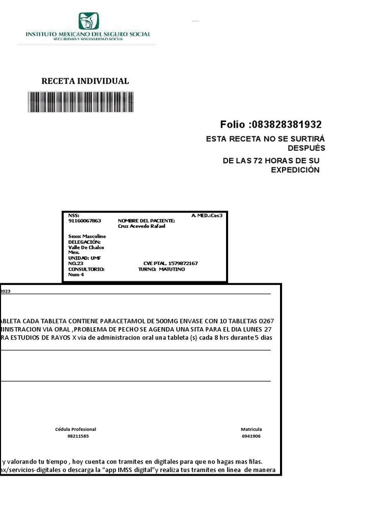 Receta Imss Reseta | PDF