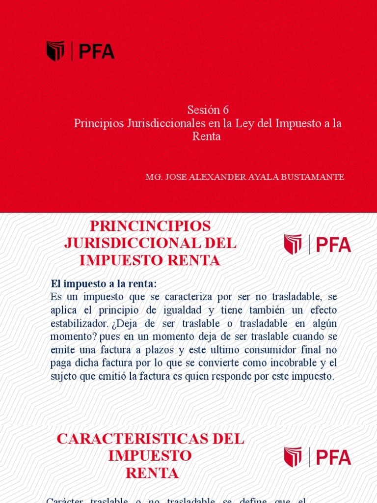 Sesión 6. - Principios Jurisdiccionales en La Ley Del Impuesto A La Renta | PDF | Impuestos ...