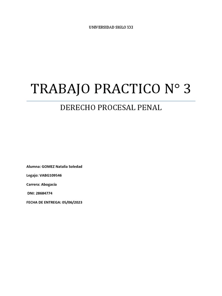 tp 3 DPROC PENAL | PDF | Fiscal | Sentencia (ley)