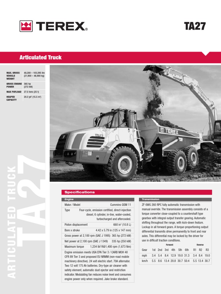 Terex Artic Ta27 | PDF | Axle | Horsepower