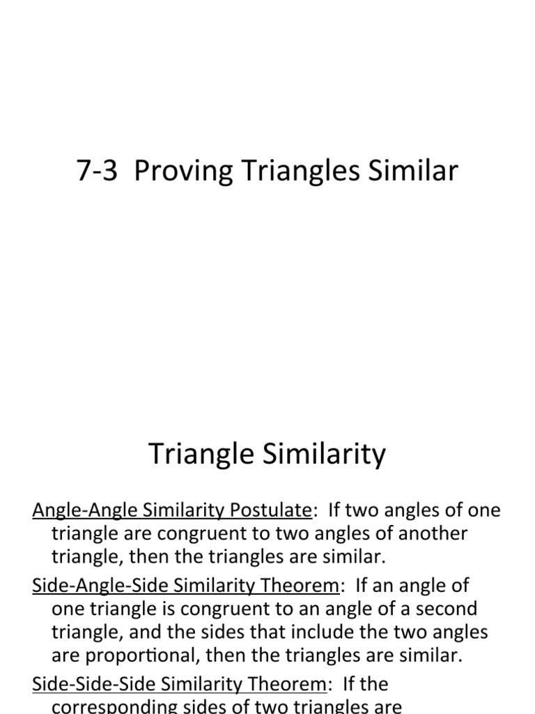 7-3 Proving Triangles Similar | PDF | Language Arts & Discipline ...
